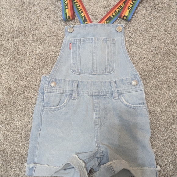 Levi's | Bottoms | Levis Blue Denim Overalls With Colorful Straps ...